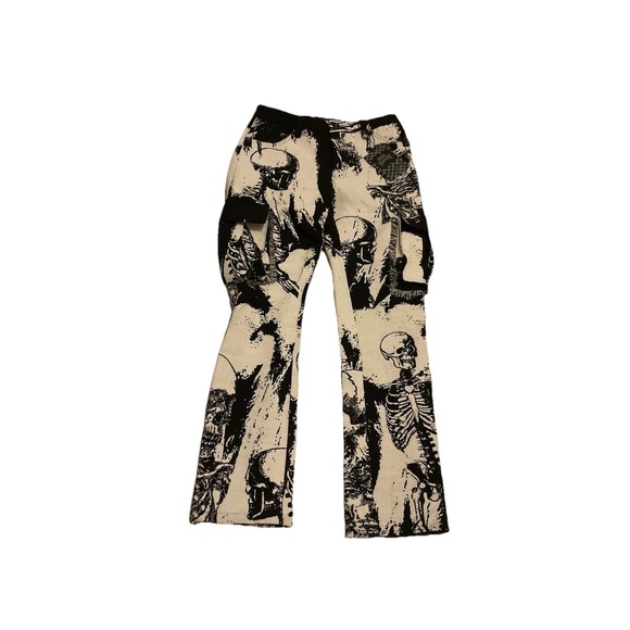 Pants | Rebel Vengeance Skeleton Pants Mens Graphic Cargo Goth Y2k ...